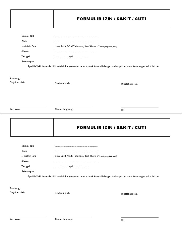Form Lembur Dan Izin Cuti 1 | PDF