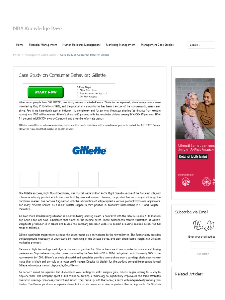 Case Study On Consumer Behavior - Gillette PDF | PDF | Razor | Shaving