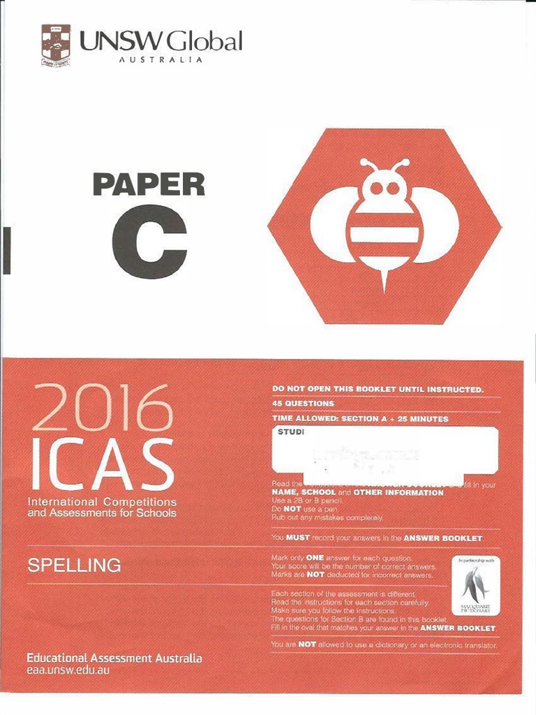 Spelling ICAS 2016 Paper C | PDF