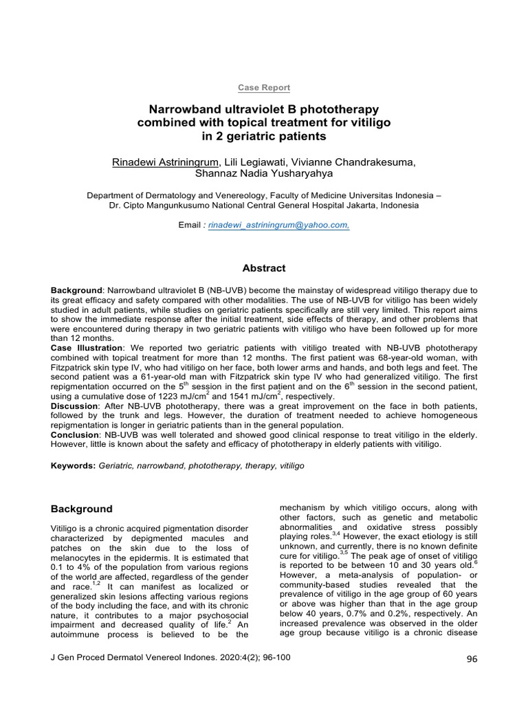 Narrowband Ultraviolet B Phototherapy Combined With Topical Treatment ...