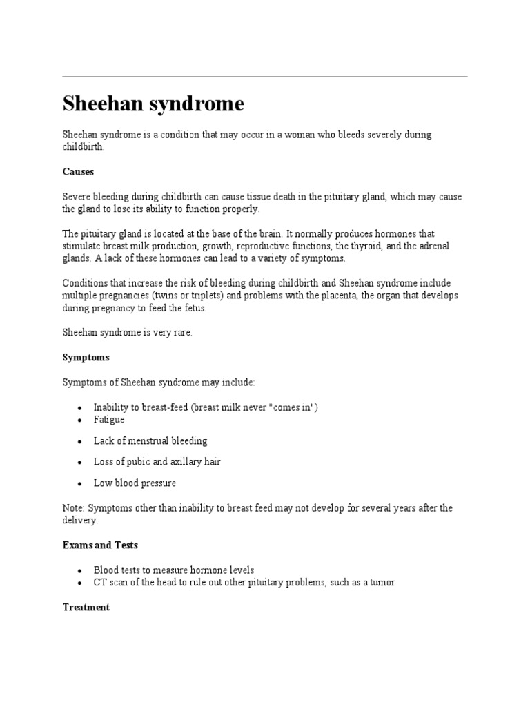 Sheehan Syndrome | PDF | Wellness | Lifestyle