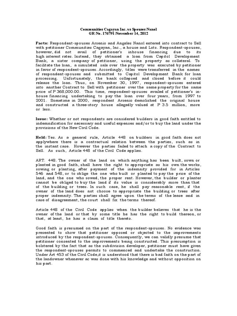 Ruling on the Application of Article 448 of the Civil Code on Builders ...