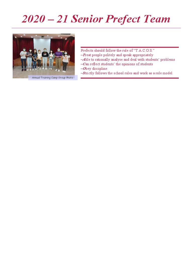 Senior Prefect Training Overview | PDF