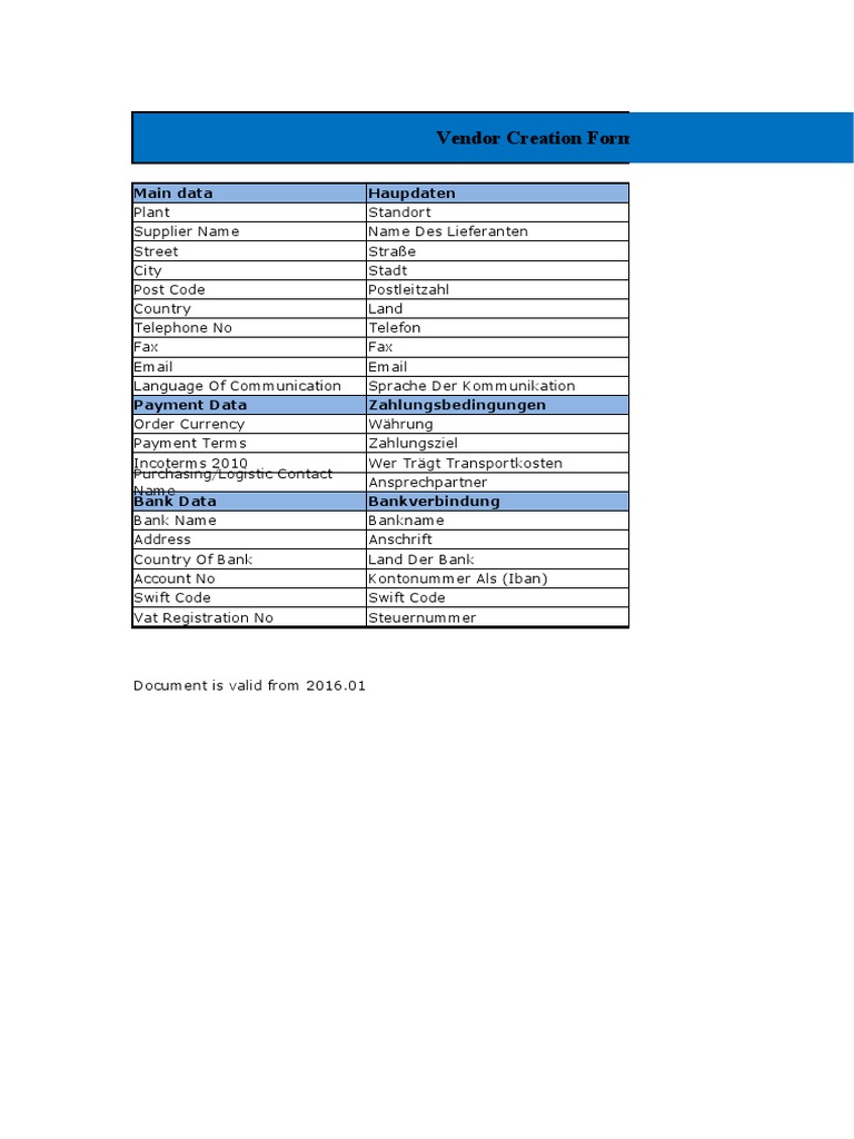 Vendor Creation Form | Download Free PDF | International Business ...