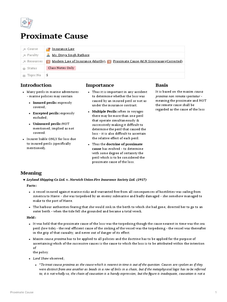 Proximate Cause PDF | PDF | Proximate Cause | Insurance