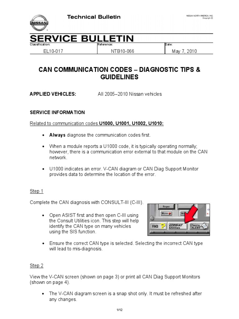 Can Communication Codes - Diagnostic Tips & Guidelines: EL10-017 NTB10 ...