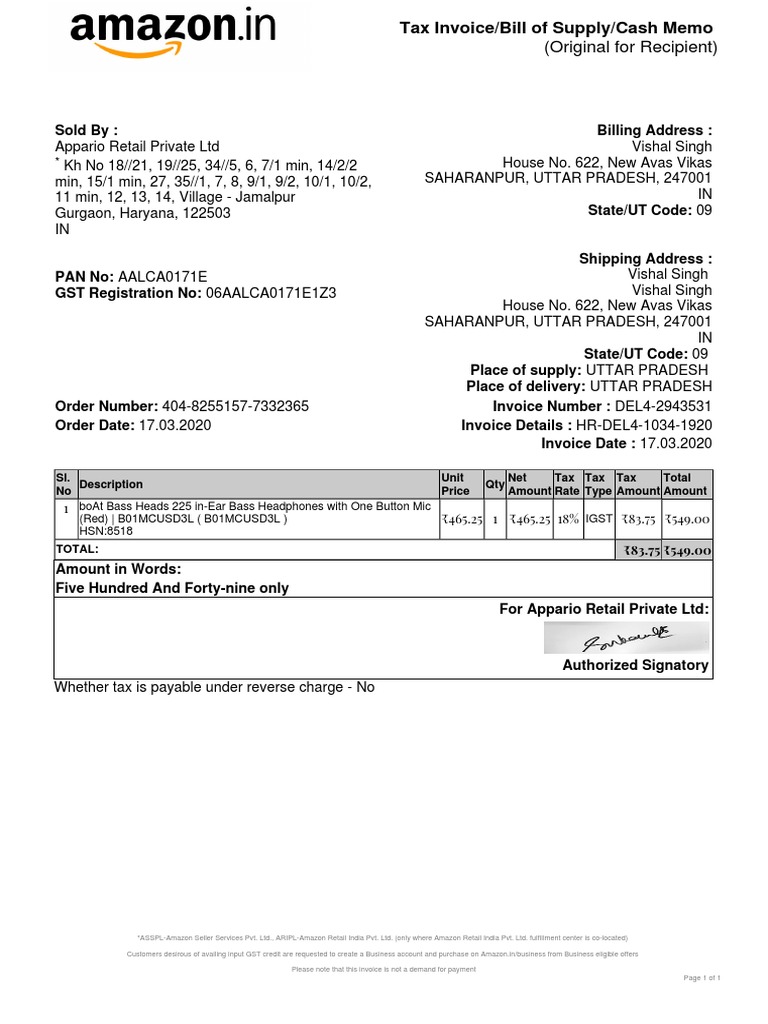 Boat 225 Red Invoice PDF | PDF