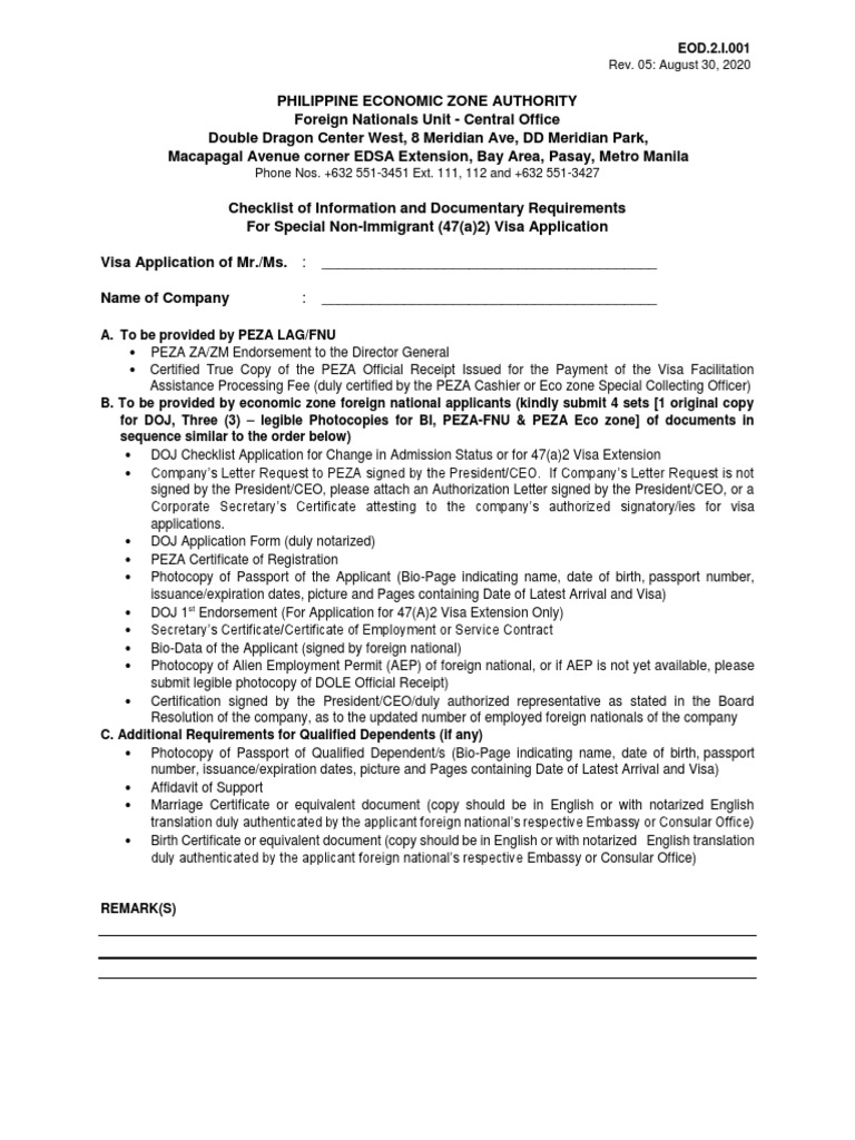 PEZA Application | PDF | Travel Visa | Notary Public