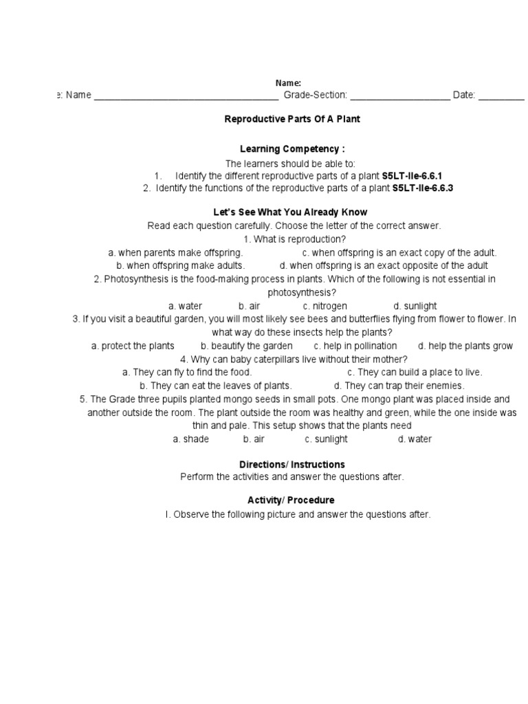 Plant Reproductive Parts Guide | PDF | Flowers | Fertilisation