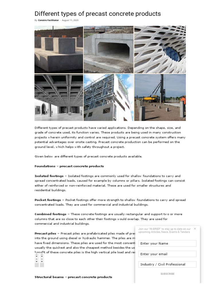 Different Types of Precast Concrete Products - Constro Facilitator ...