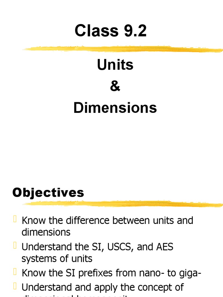 Units and Dimensions: SI, USCS, AES | PDF