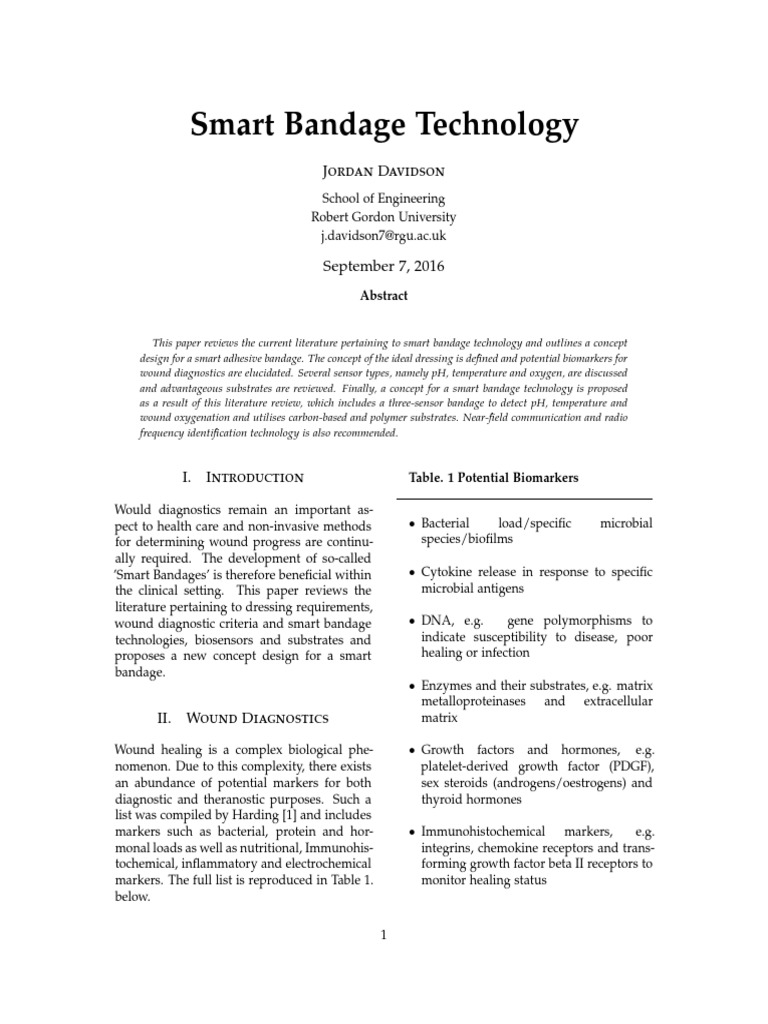 Smart Bandage Technology | PDF