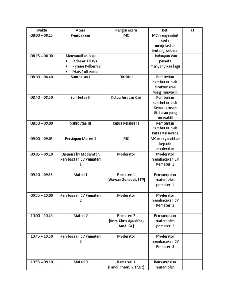 Rundown Acara Webinar | PDF