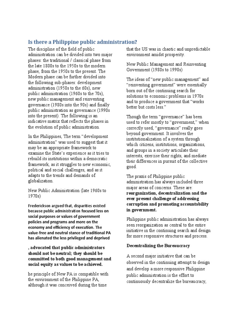 Is There A Philippine Public Administration | PDF | Public ...