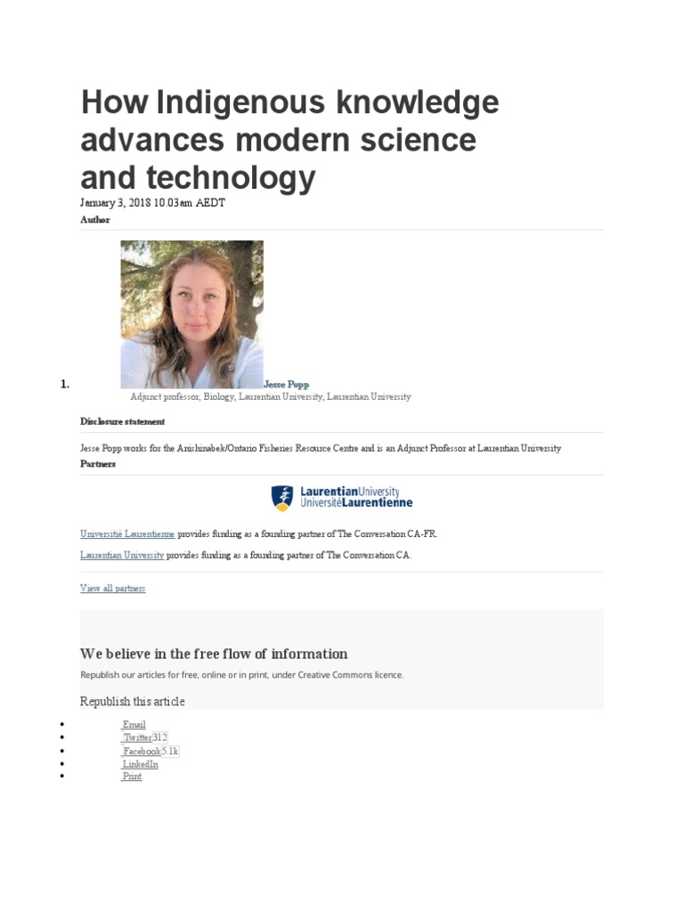 How Indigenous Knowledge Advances Modern Science | PDF | Traditional ...