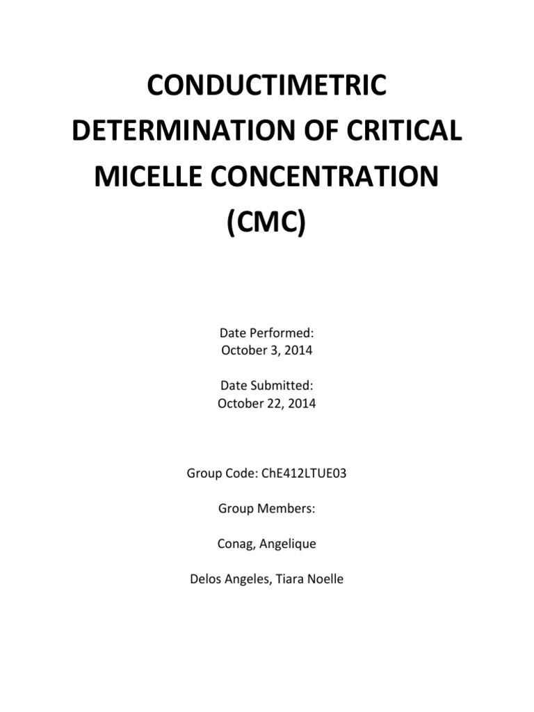 Conductimetric Determination of Critical Micelle Concentration PDF ...