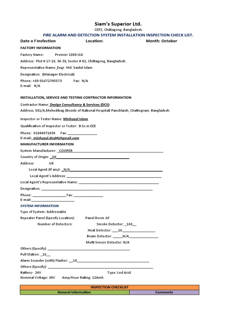 Siam's Superior LTD.: Fire Alarm and Detection System Installation ...
