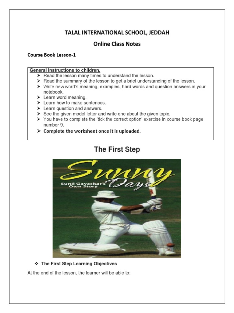 Talal International School, Jeddah Online Class Notes: The First Step ...