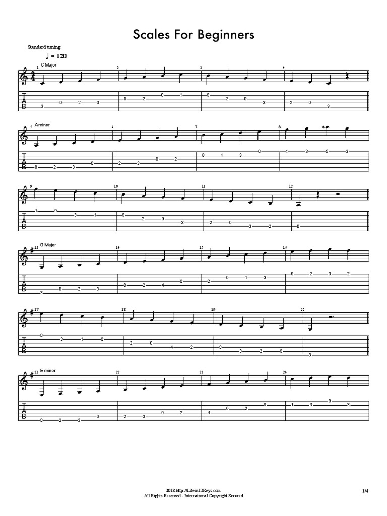 Scales For Beginners: Standard Tuning | PDF | Elements Of Music ...