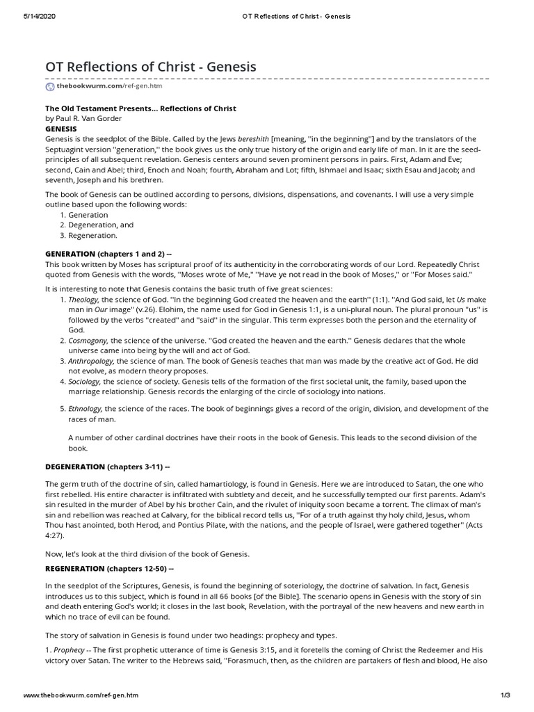 OT Reflections of Christ - Genesis | PDF | Book Of Genesis | Cain And Abel