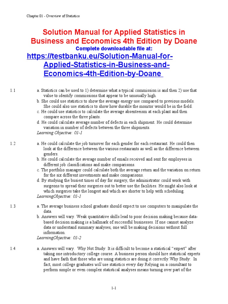 Solution Manual For Applied Statistics I Pdf Causality Statistics