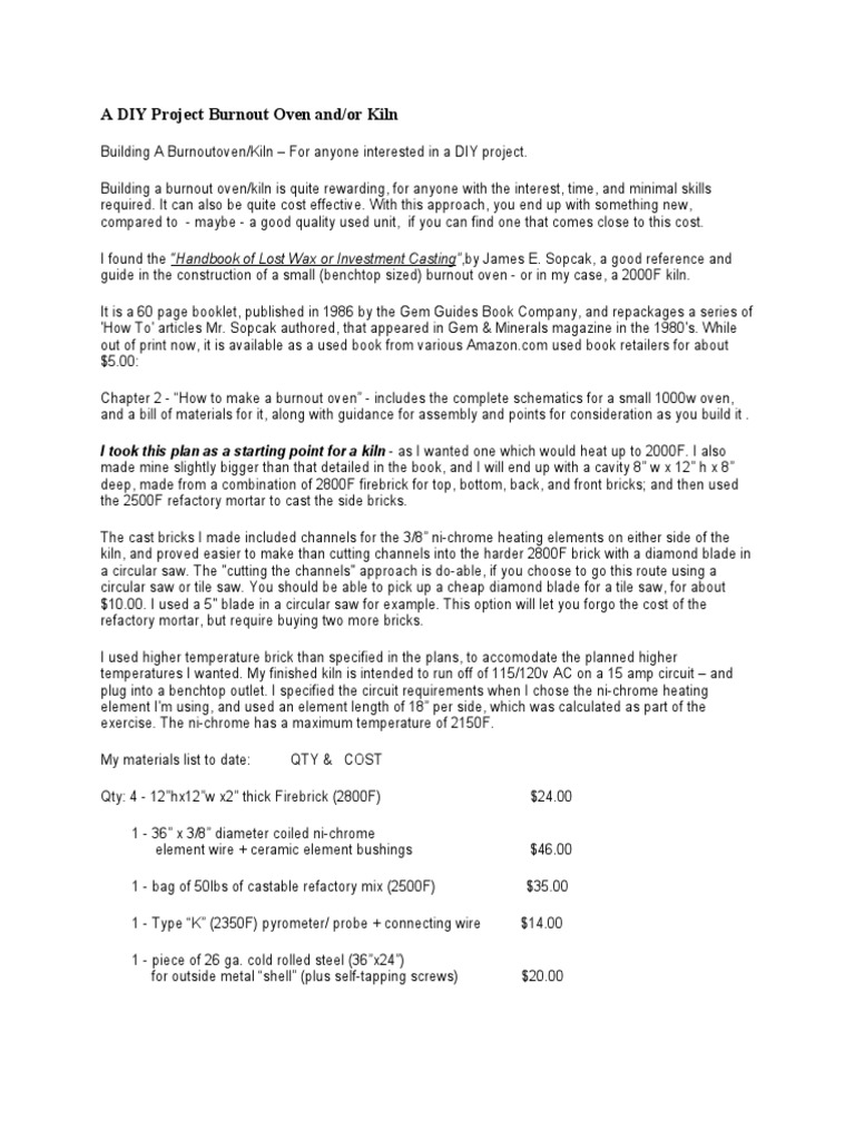 A Diy Kiln | PDF | Refractory | Casting (Metalworking)