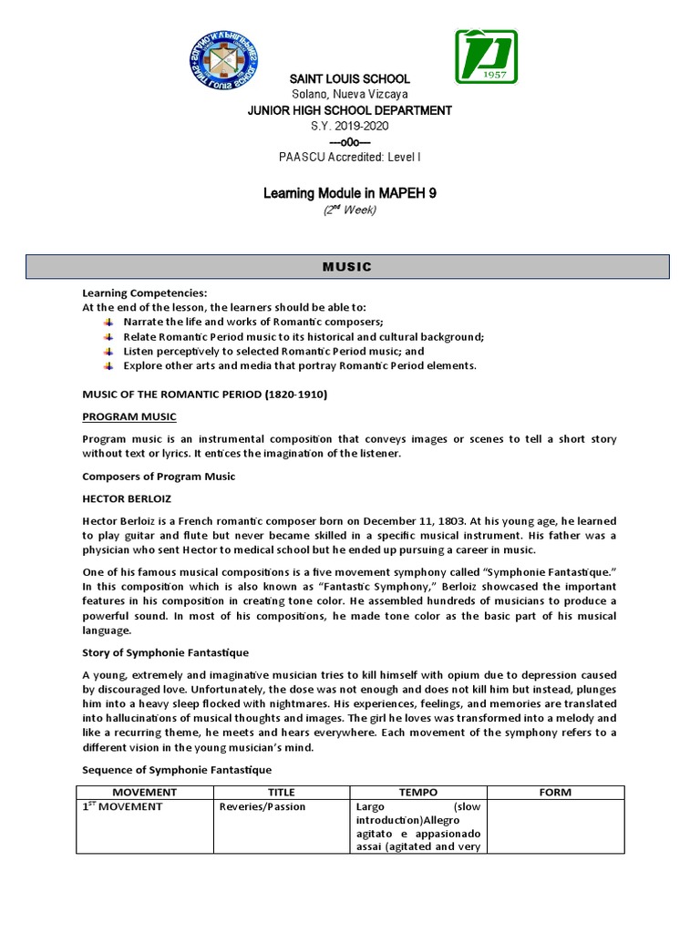 Learning Module in MAPEH 9 | PDF | Poetry