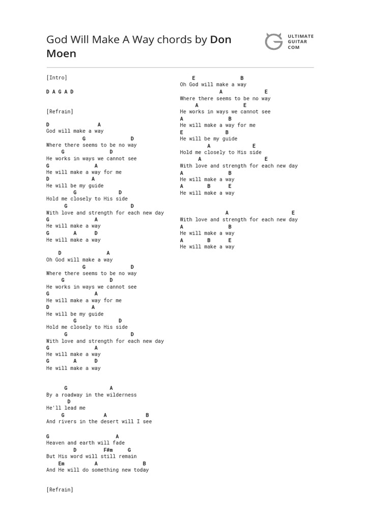 God Will Make A Way Chords (Ver 3) by Don Moentabs at Ultimate Guitar ... God Will Make A Way Chords (Ver 3) by Don Moentabs at Ultimate Guitar ...