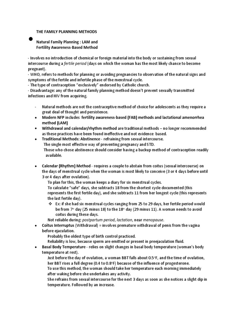 Family Planning Methods | Download Free PDF | Combined Oral ...