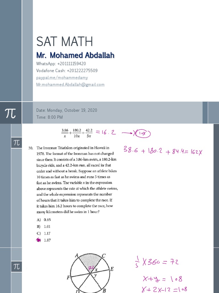 Sat Math: Mr. Mohamed Abdallah | PDF