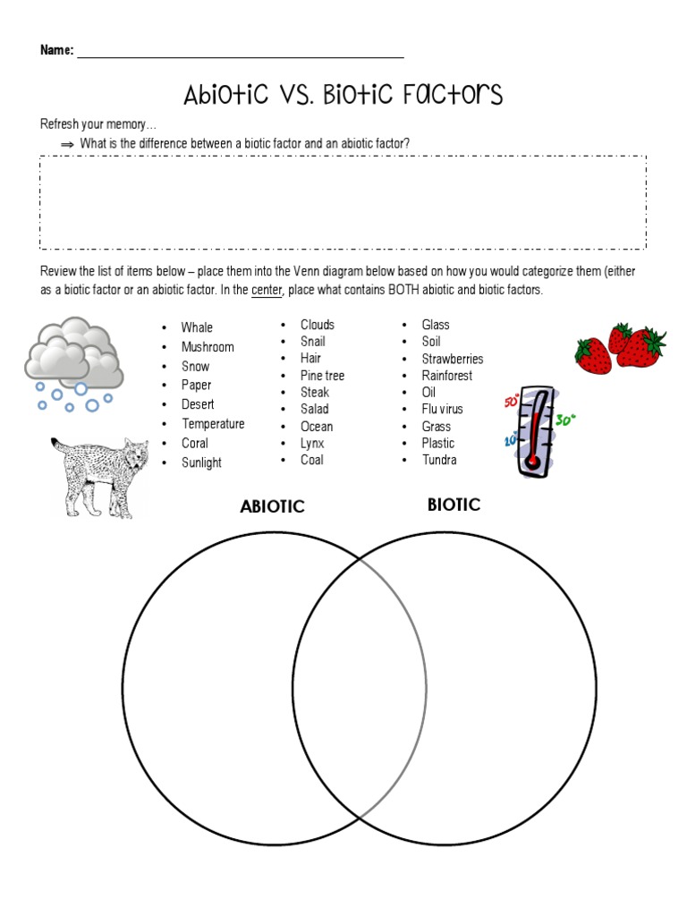 Abiotic vs. Biotic Factors: Name | PDF
