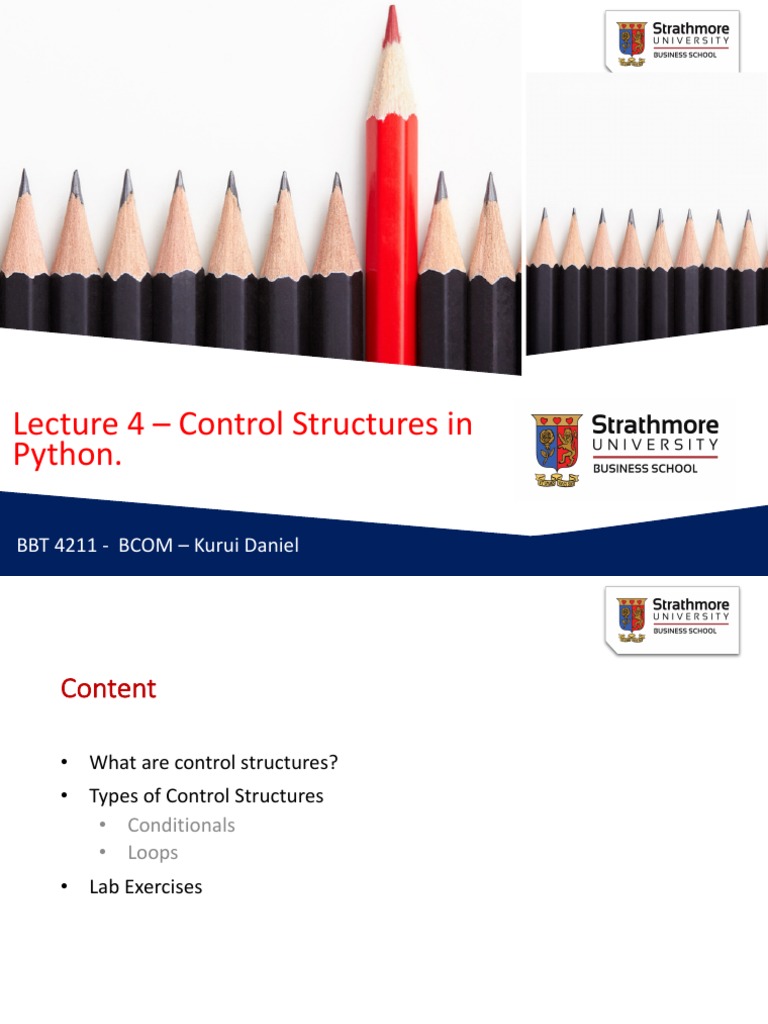 Lecture 4 - Control Structures in Python PDF | PDF