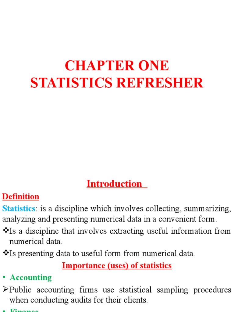 LECTURED Statistics Refresher | PDF | Teaching Methods & Materials