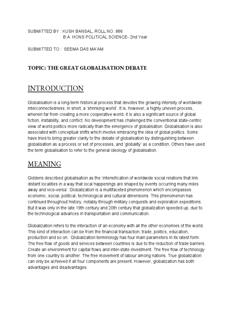 The Great Globalisation Debate | PDF