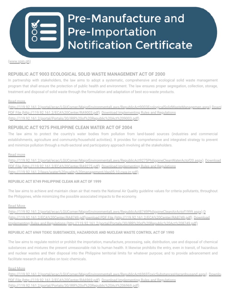 Republic Act 9003 Ecological Solid Waste Management Act of 2000 | PDF