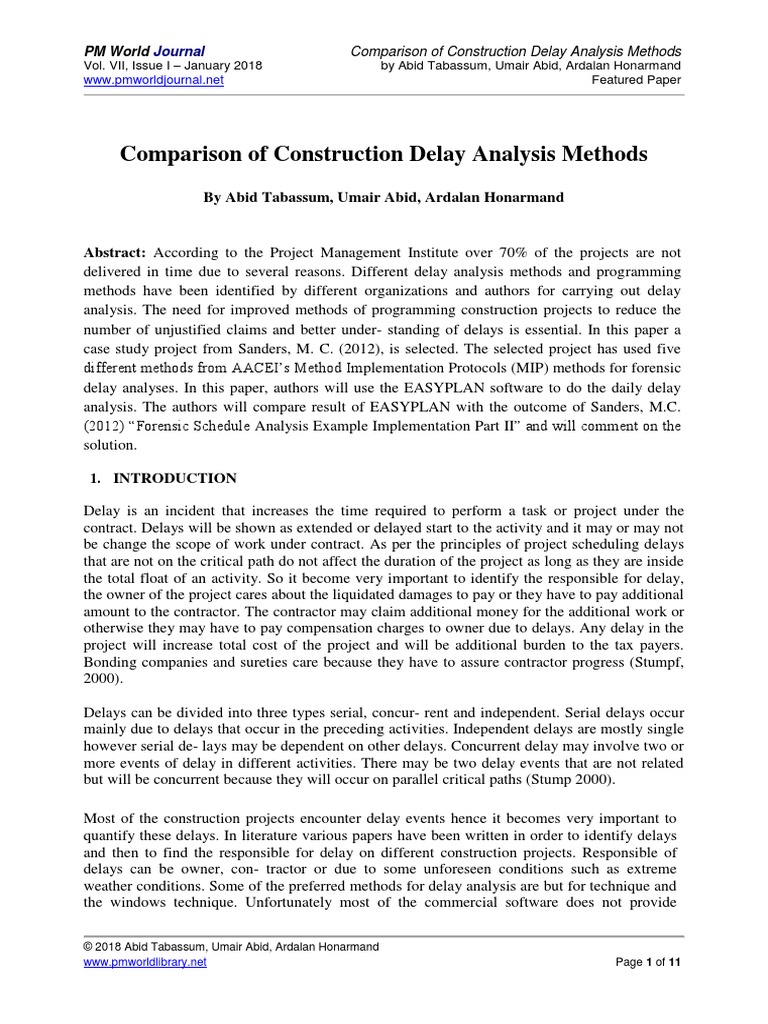 Comparison of Construction Delay Analysis Methods | PDF | Electric Power Transmission | Business