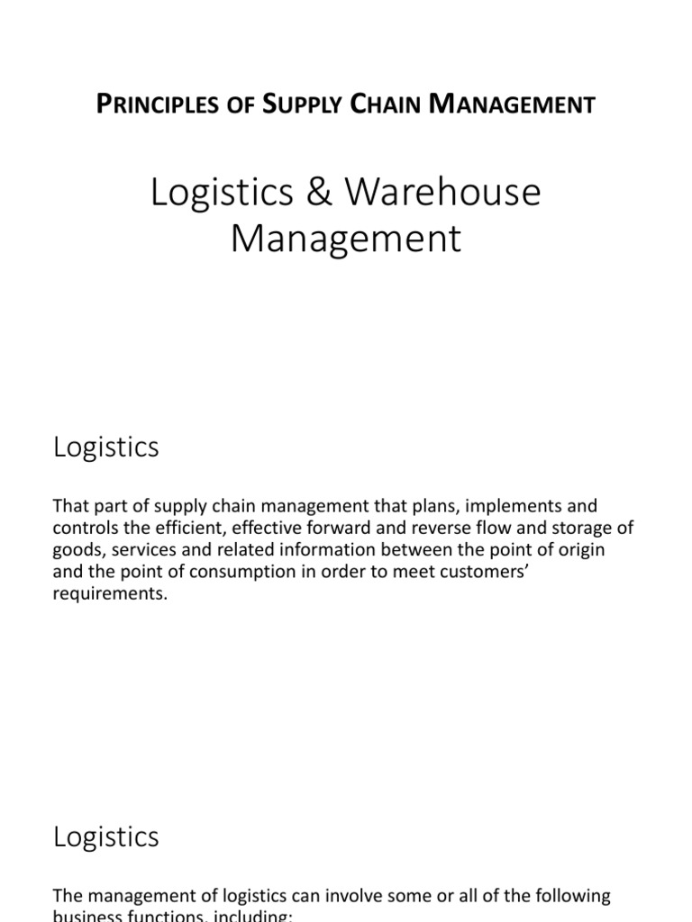 Logistics & Warehouse Management | PDF | Logistics | Warehouse