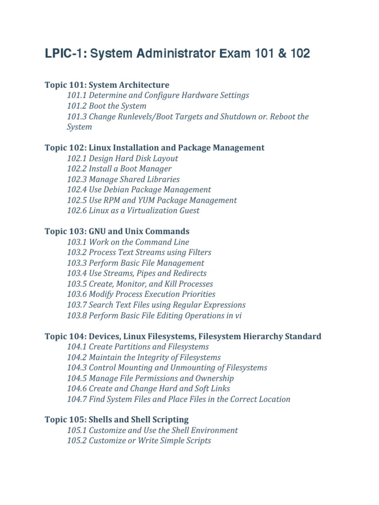 LPIC-1: System Administrator Exam 101 & 102 | PDF