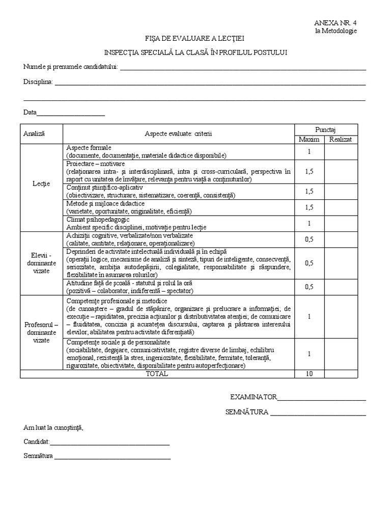 Anexa 3 - Model - Fisa - Inspectie 4 | PDF