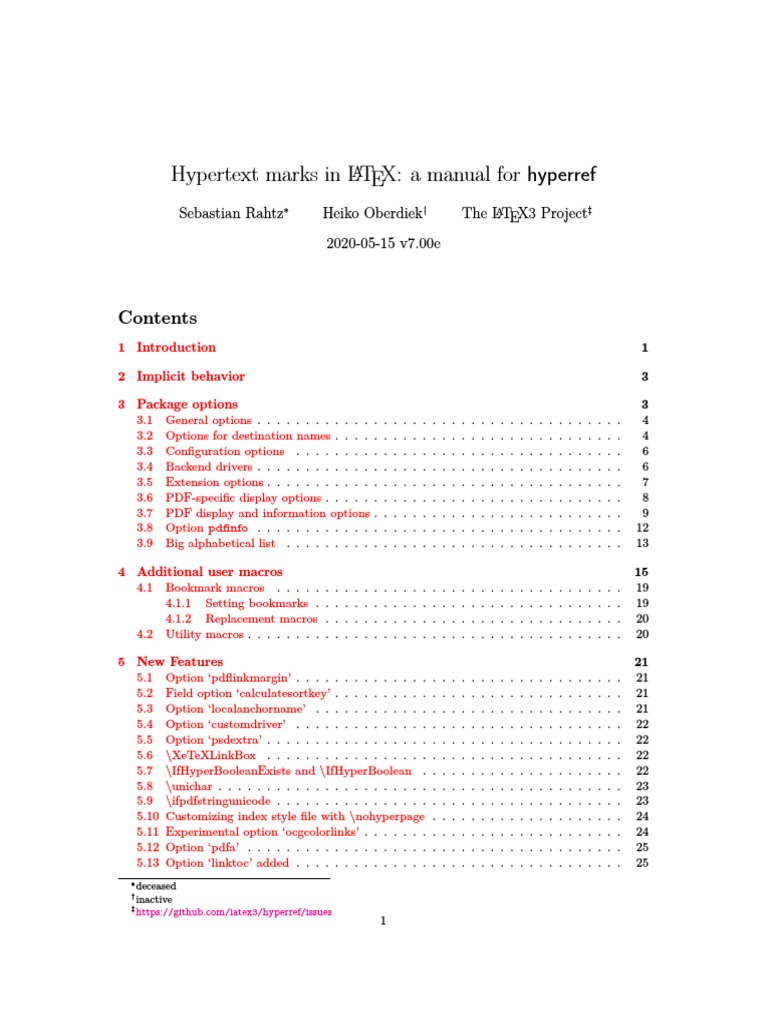 Hypertext Marks in L TEX: A Manual For Hyperref | PDF