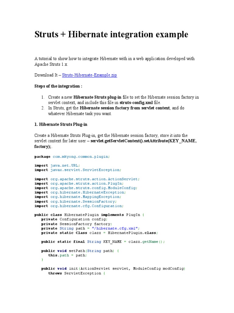 Struts Hibernate Integration Example Pdf Java Servlet Object Oriented Programming 3288