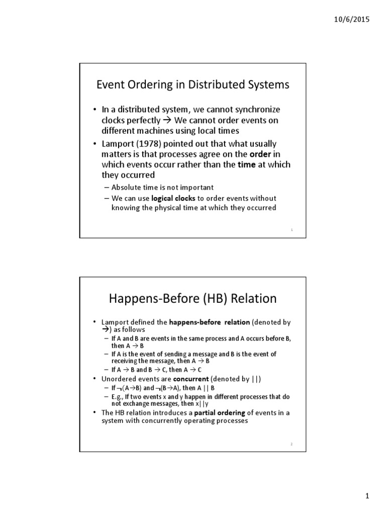 Event Ordering in Distributed Systems: Happens Before (HB) Relation ...