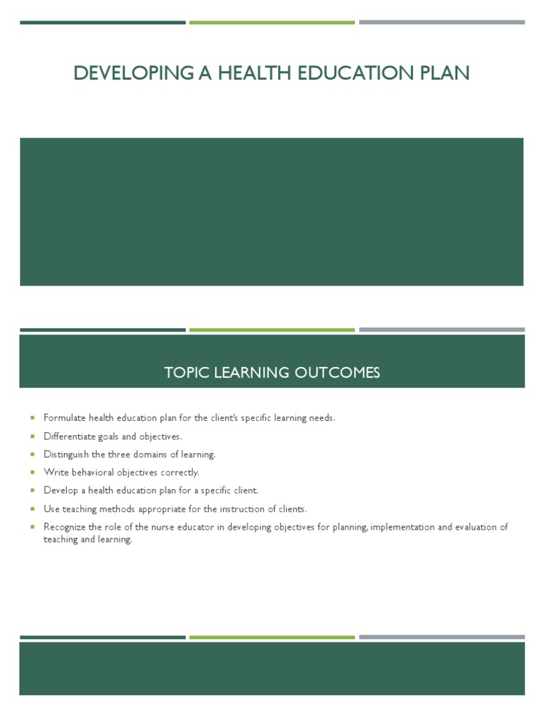 Developing A Health Education Plan | PDF | Teaching Method | Learning