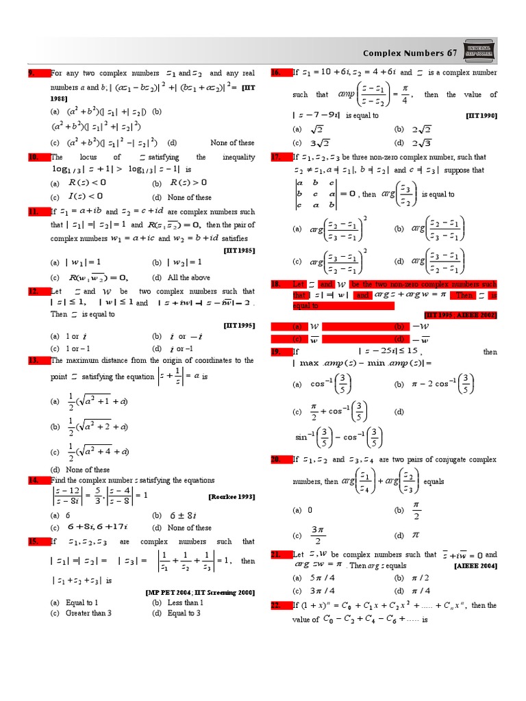 Ques.-COMPLEX - (PART 2) | PDF | Complex Number | Triangle