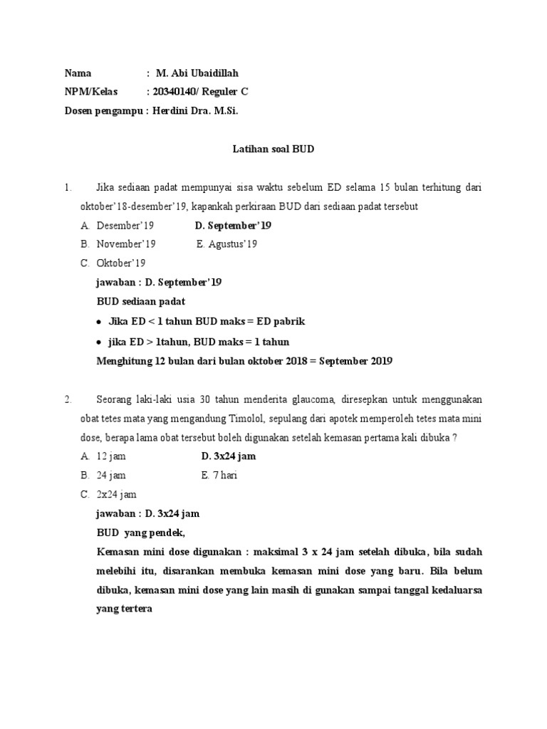 M. Abi Ubaidillah - CND - Latihan Soal BUD | PDF