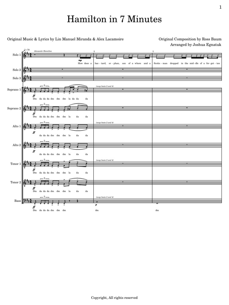 Hamilton in 7 Minutes - Sheet Music PDF | PDF | Vocal Music | Singing