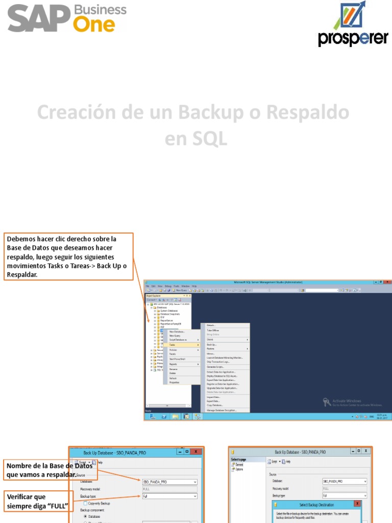Como Hacer Respaldo y Restaurar en SQL SAP B1 | PDF | Servidor SQL de ...