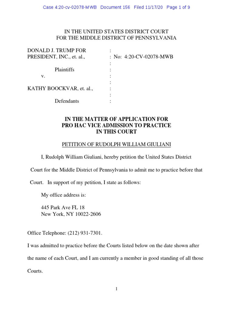 Giuliani Pro Hac Vice | PDF