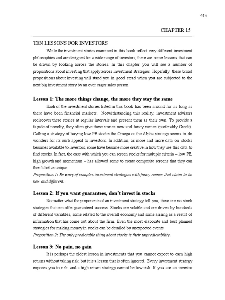 Ten Essential Investment Lessons | PDF | Investment Strategy | Investor