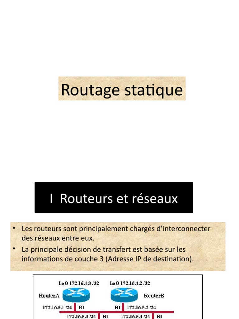 2 - Chapitre I I Routage Statique | PDF | Adresse IP | Routeur